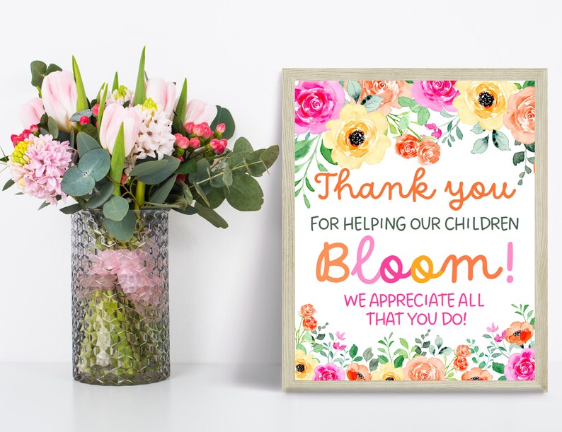 Thank You for Helping Us Bloom Teacher Appreciation Sign, Teacher ...