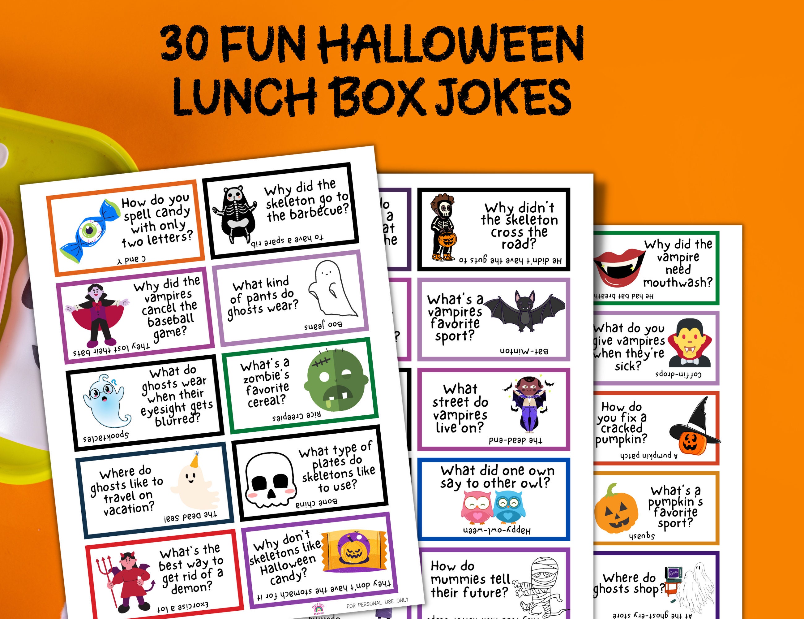 Halloween Lunch Box Jokes, Lunch Box Notes for Kids, Printable Lunch ...