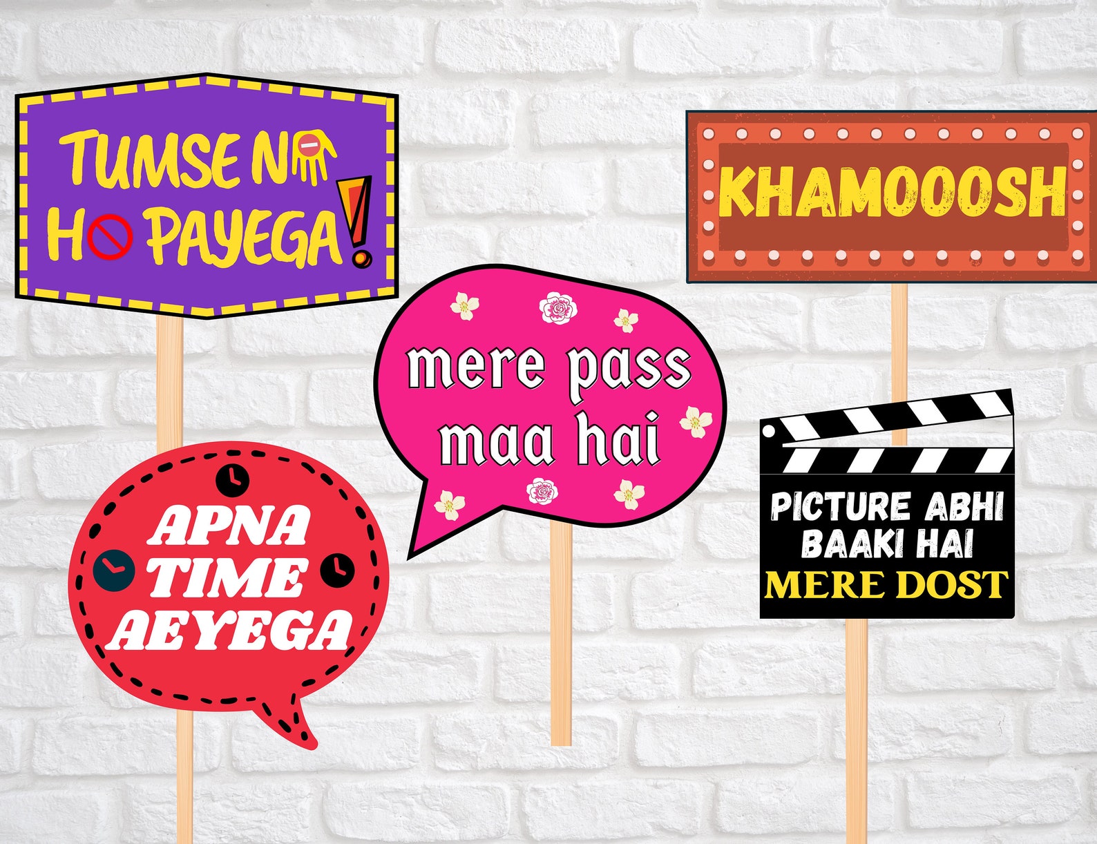 Bollywood Film Dialogue Photo Booth Props, Bollywood Party Signs, Desi ...