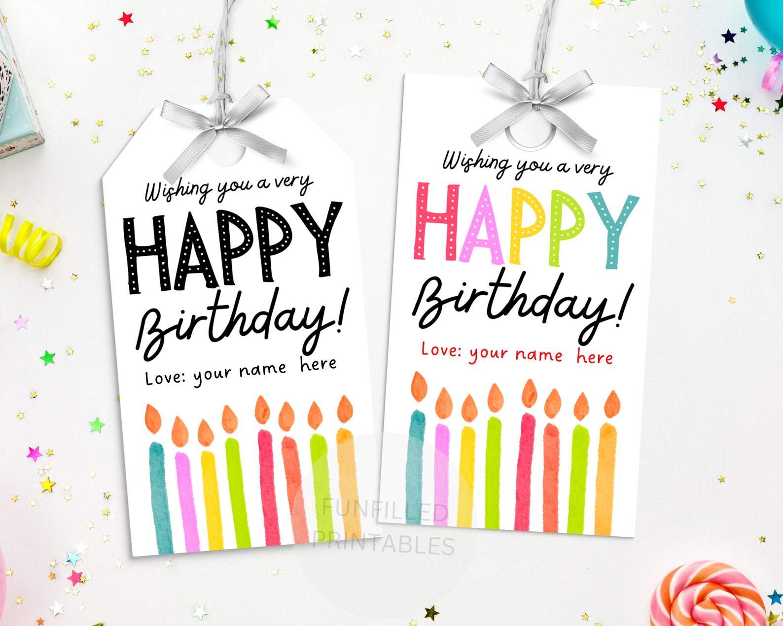 Birthday Tag Printable Happy Birthday Gift Tag Template, Watercolor ...