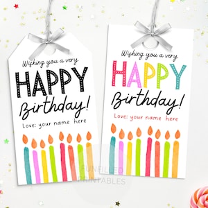 Birthday Tag Printable Happy Birthday Gift Tag Template, Watercolor ...