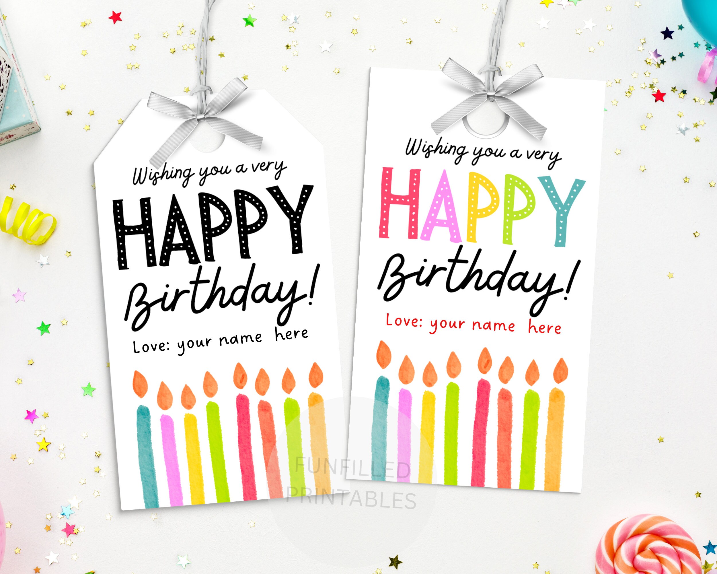 Birthday Tag Printable Happy Birthday Gift Tag Template, Watercolor ...