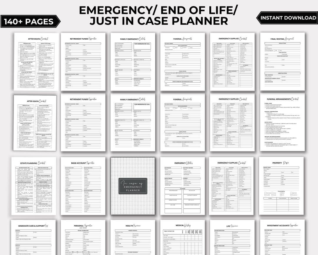 In Case of Emergency Planner, End of Life Planner Printable, What If ...