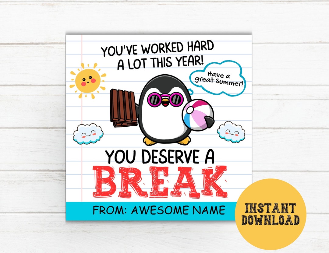 End of School Year Kit Kat Favor Tags, Summer Gifts for Students, Kids ...