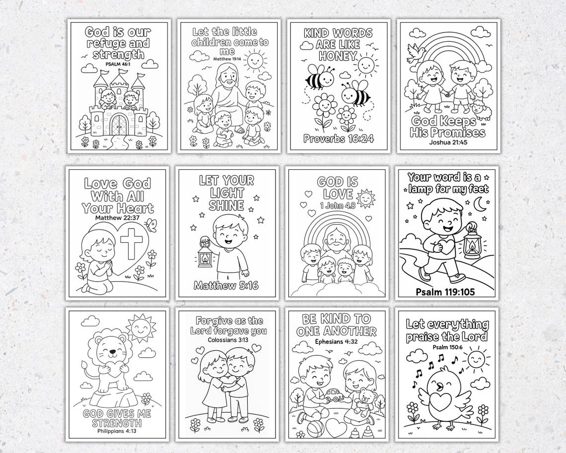 Bible Versus Coloring Pages for Kids, Christian Coloring Sheets ...