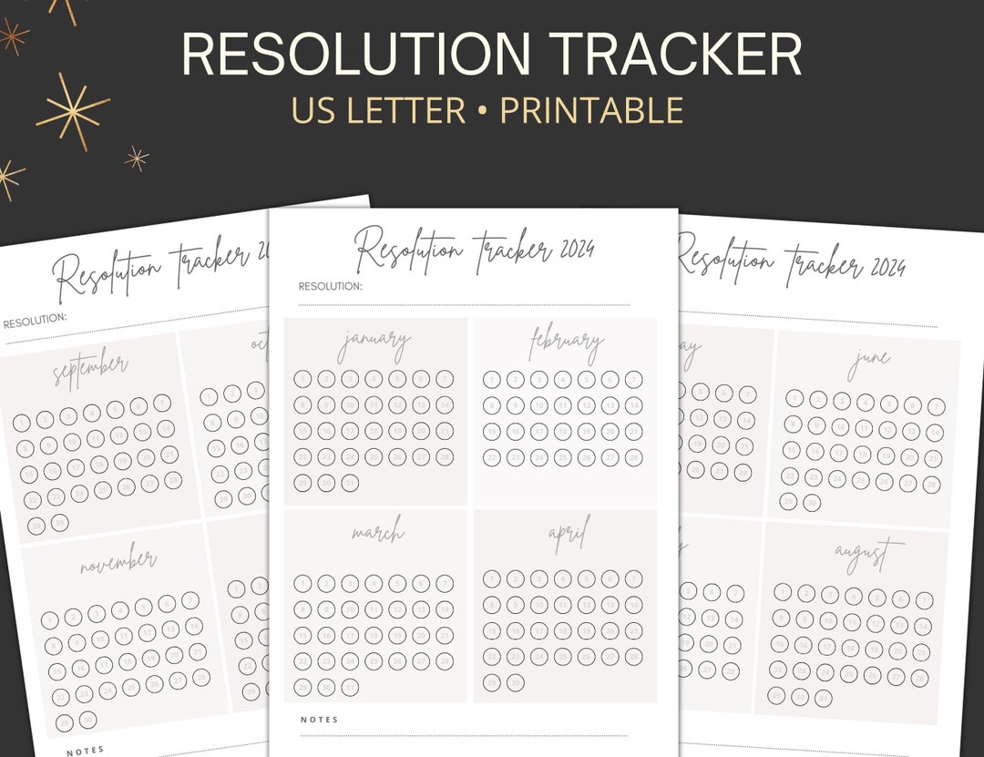 Resolution Tracker Printable, New year resolution, Resolution Planning, Resolutions Tracking ...