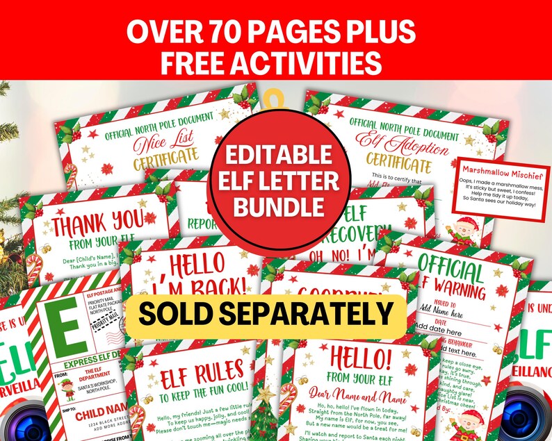 Printable Elf Activities Notes, 24 Days Easy Elf Ideas, Last Minute Elf ...