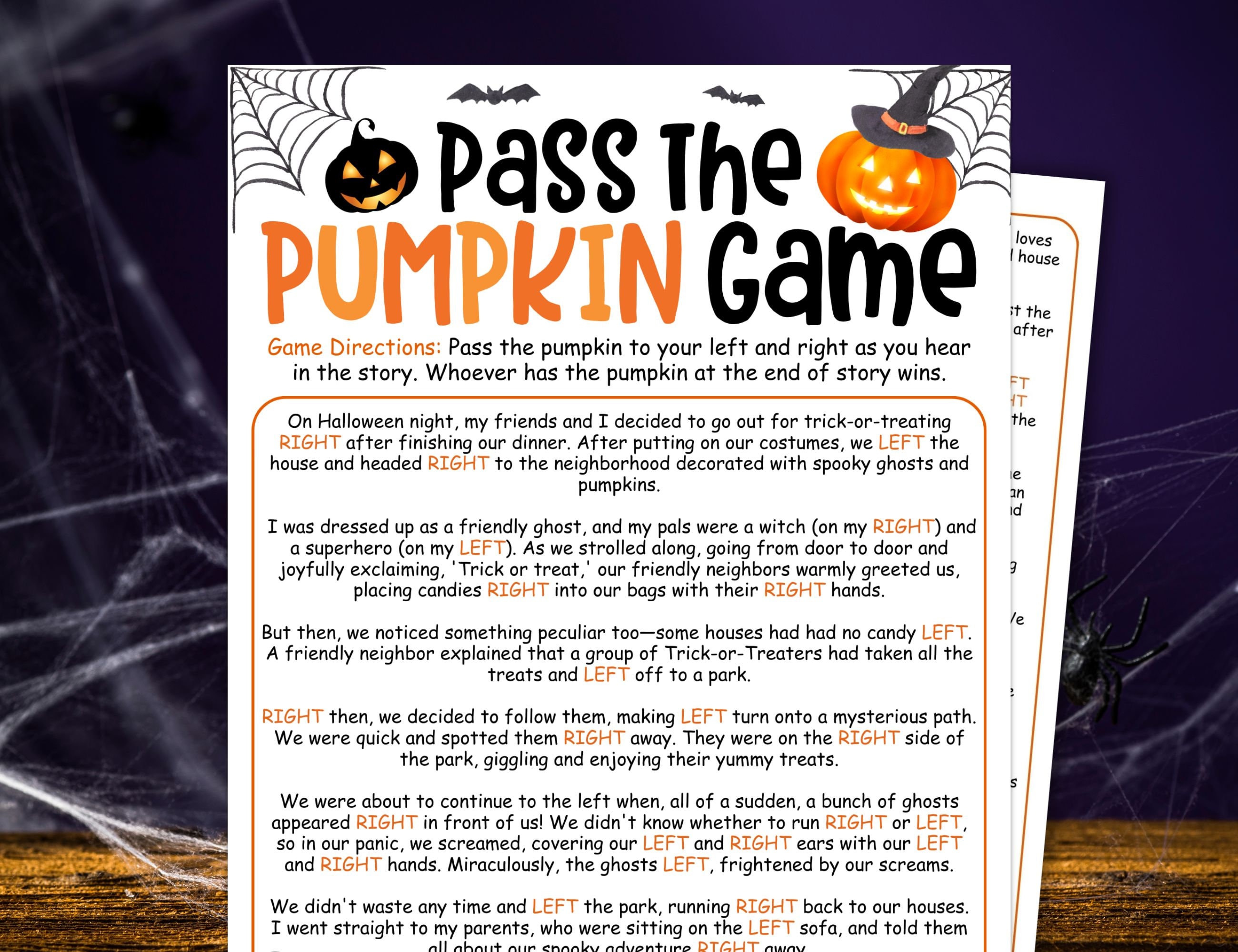 Halloween Pass the Pumpkin Game Story, Left Right Halloween Games for ...