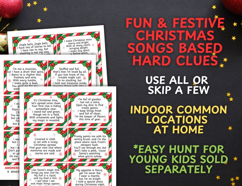 Christmas Scavenger Hunt for Teens Adults, Difficult Xmas Scavenger ...