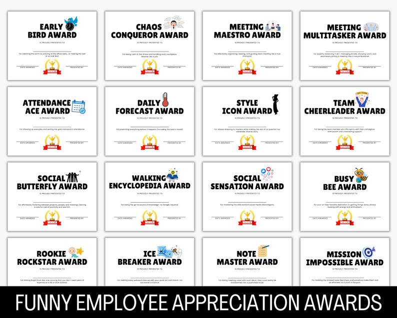 Funny Employee Appreciation Award Certificate, Office Recognition ...