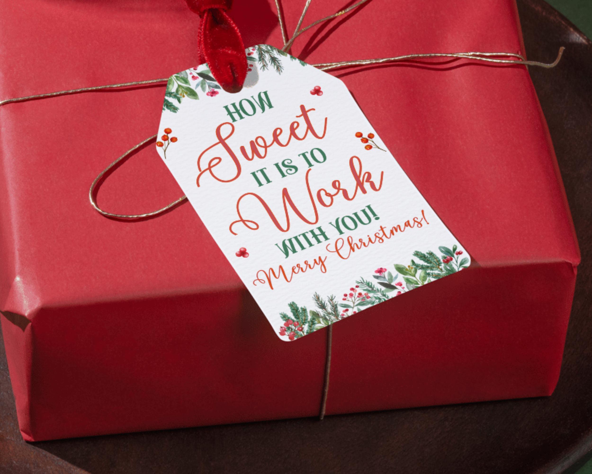 Christmas Coworker Gift Tag, Sweet to Work With You Coworker Holiday ...
