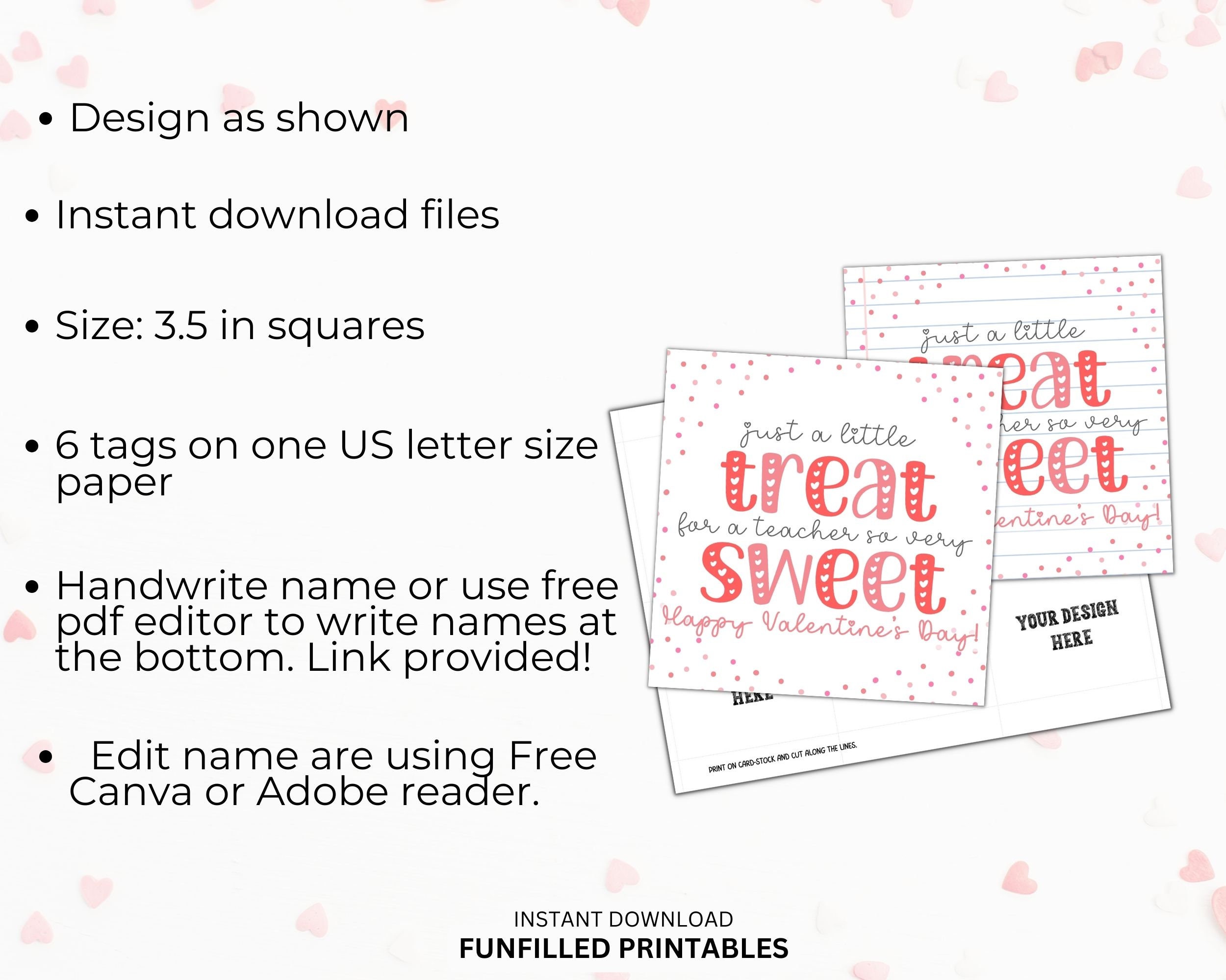 Teacher Valentines Gift Tags, Printable Valentine Teacher Gifts Tags ...