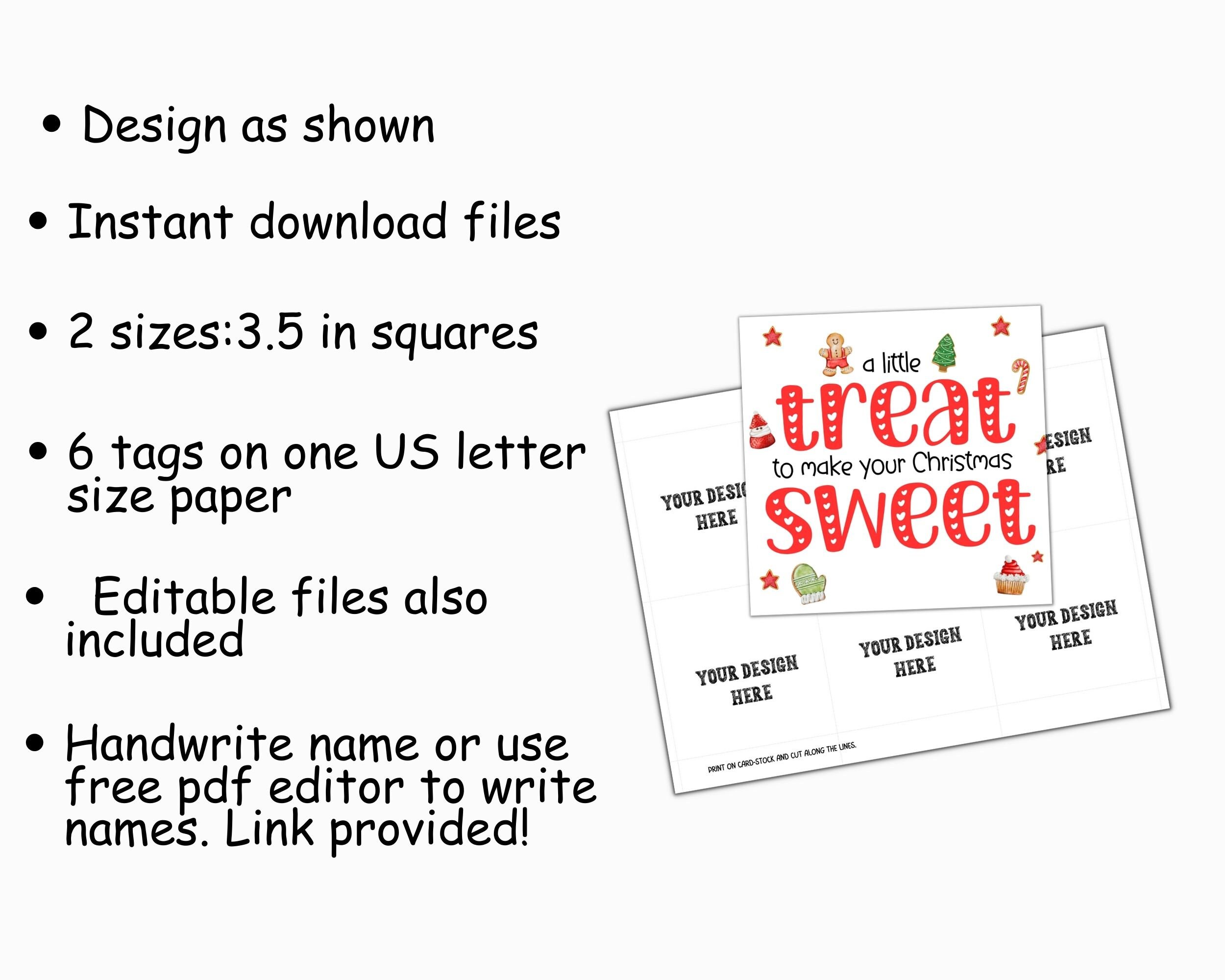 Christmas Treat Tags, Printable Kids Christmas Tags, Goodie Treat Bag ...