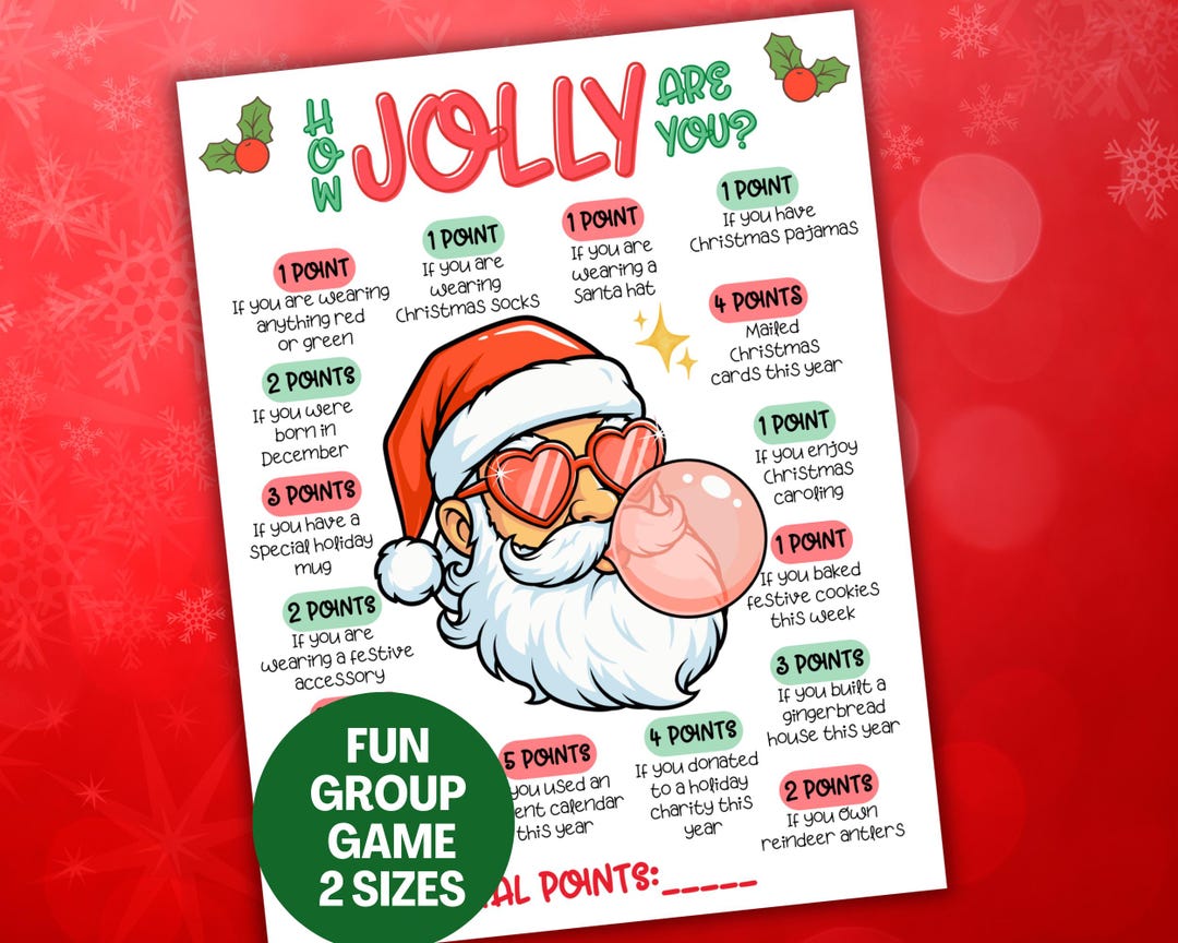 Group Christmas Game, How Jolly Are You Christmas Party Game for Adults ...