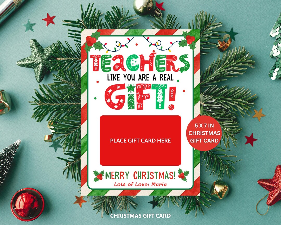 Printable Teacher Christmas Gift Card Holder, Christmas Teacher Gift ...