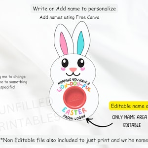 Easter Play Dough Gift Tag Printable, Easter Bunny Playdough Holder ...
