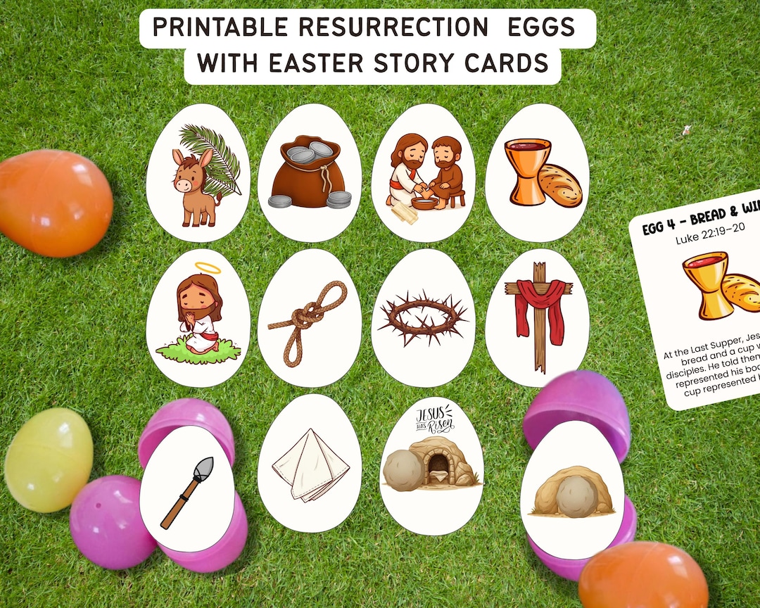 Resurrection Eggs Printable Easter Story Cards, Christian Easter Egg ...