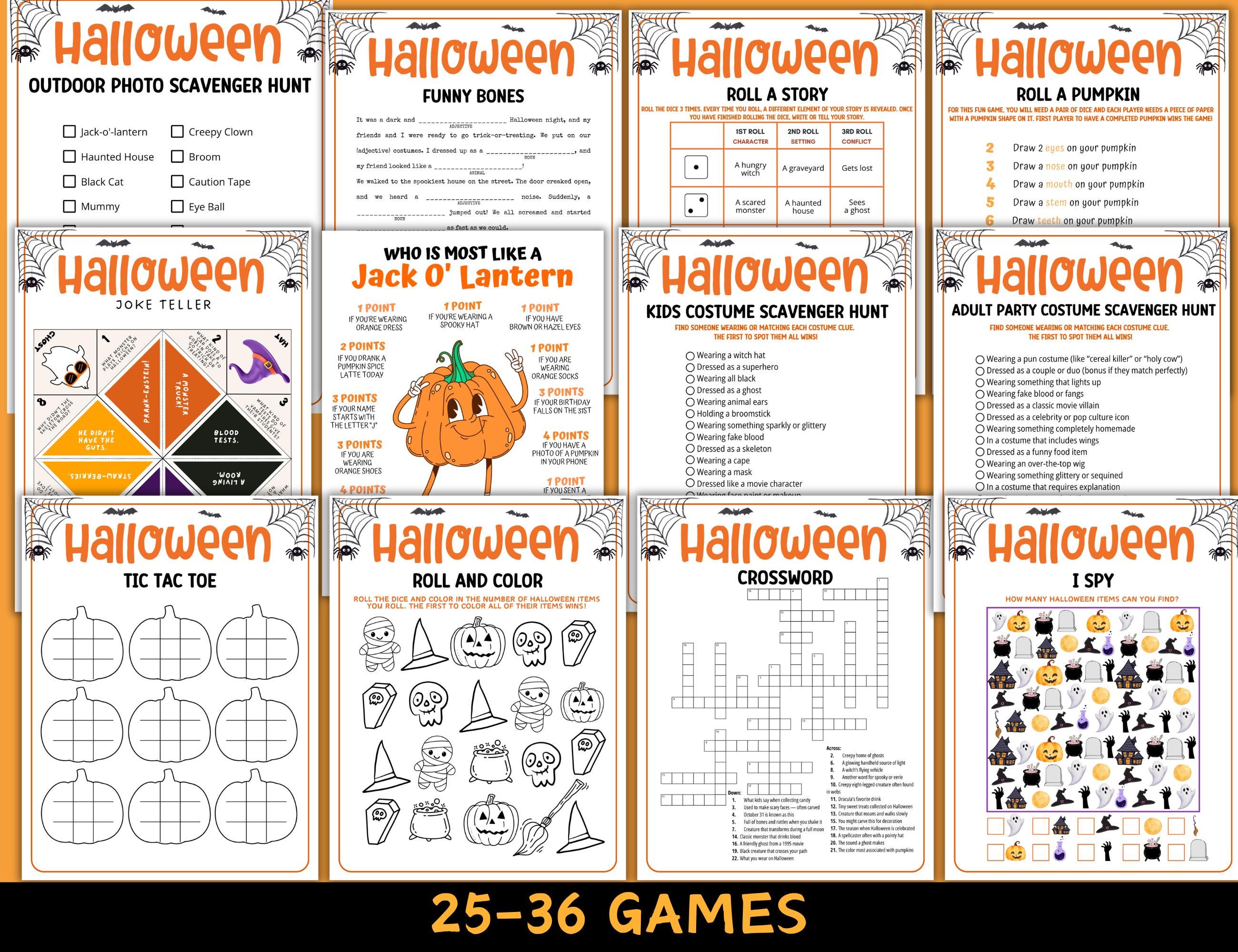 Halloween Game Bundle, Halloween Party Games for Kids Family Halloween ...
