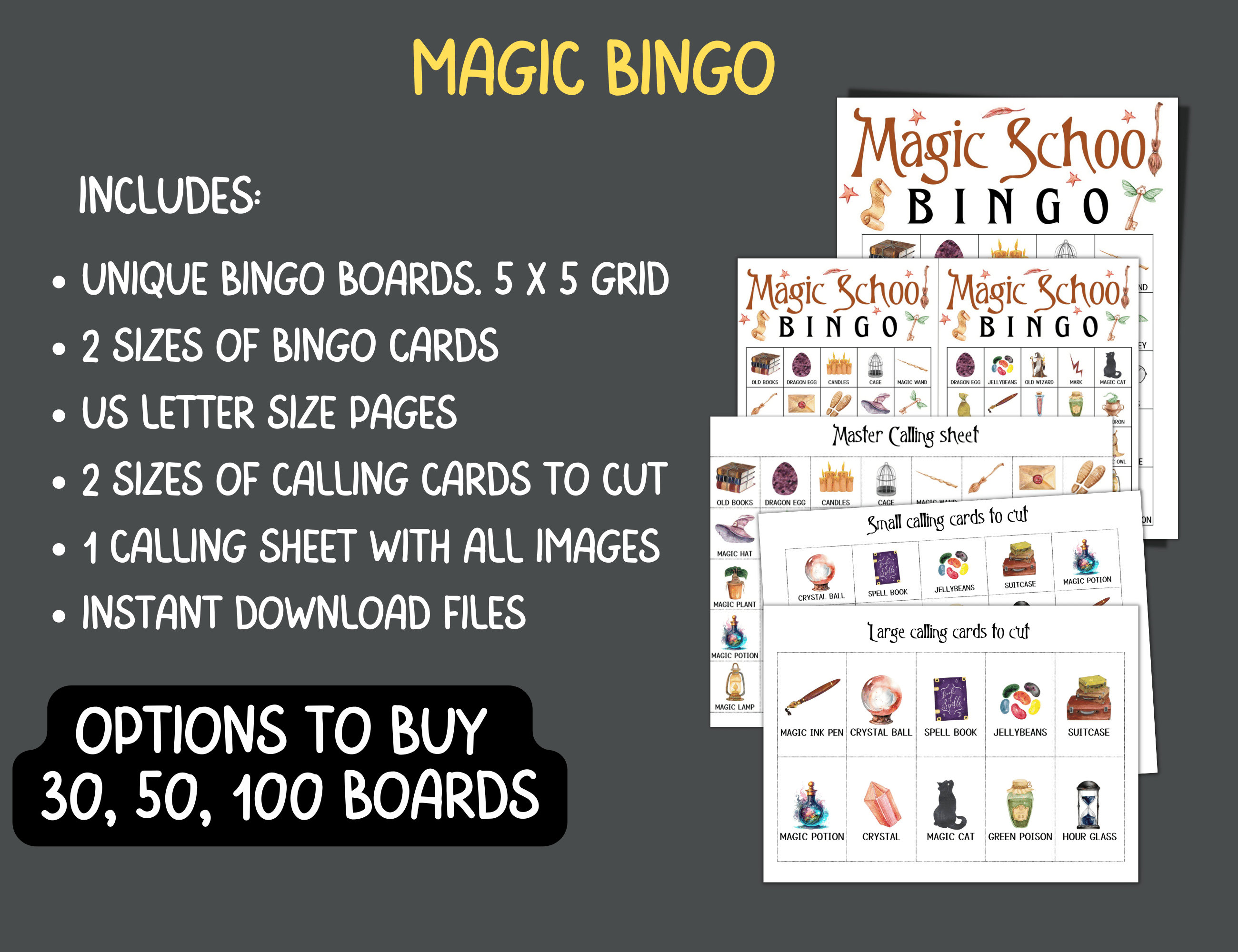 Magic School Bingo, Wizard Party Games, Halloween Party Games, Wizard ...