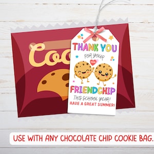 End of School Year Classmate Gift Tag, Friend Chip Cookie Bag Tag, Last ...