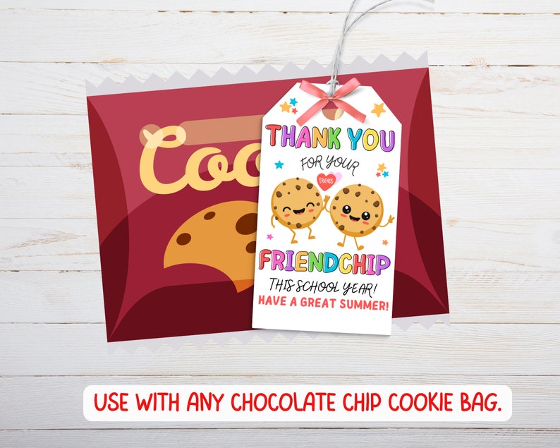 End of School Year Classmate Gift Tag, Friend Chip Cookie Bag Tag, Last ...