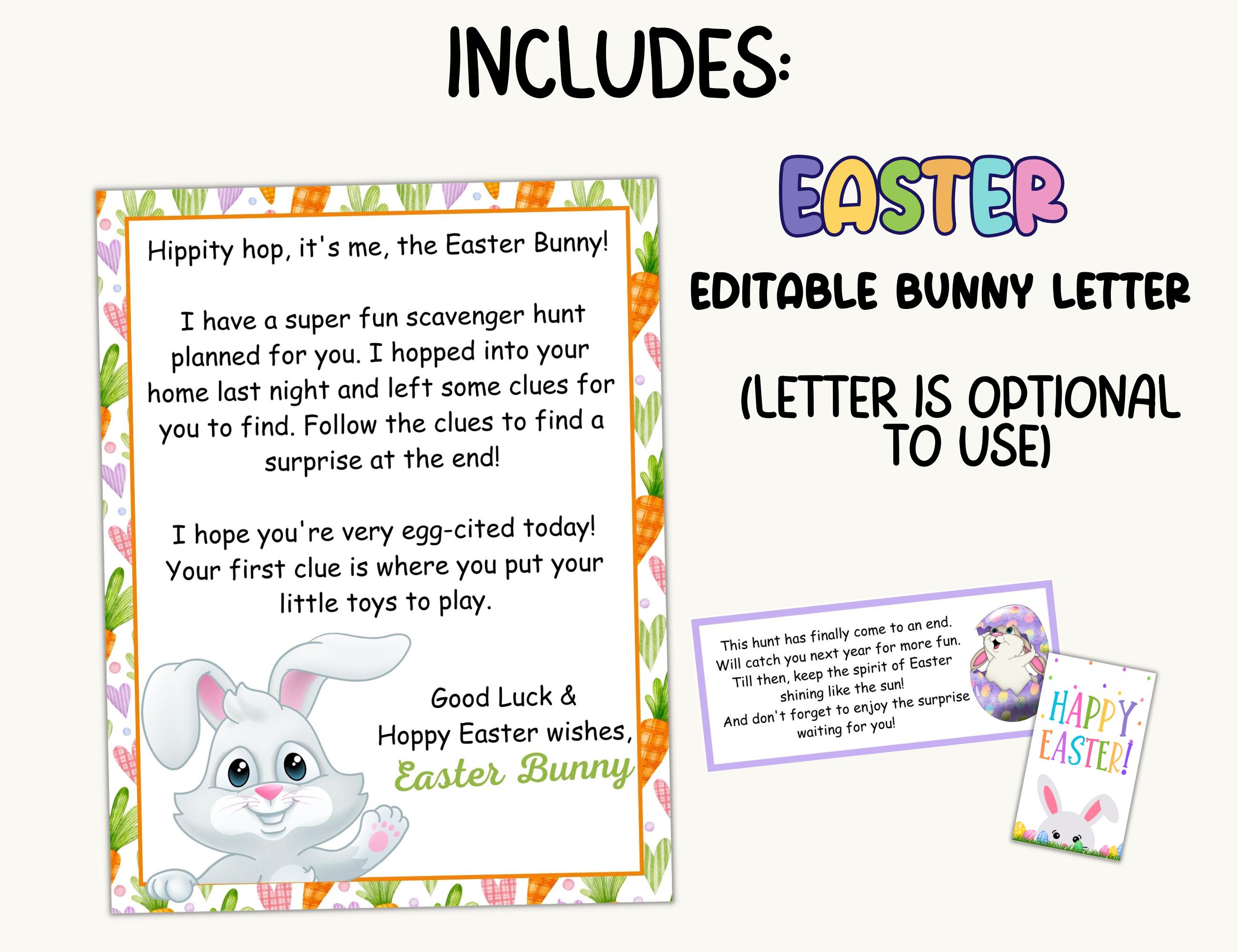 Easter Scavenger Hunt for Kids, Indoor Treasure Hunt, Bunny Letter ...