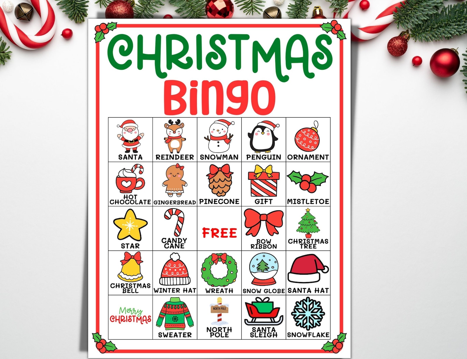 100 Christmas Bingo Cards, Printable Christmas Bingo Game for Kids ...