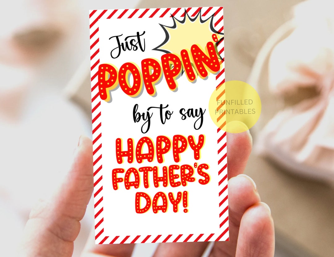 Poppin by to Say Happy Father's Day Tag, Popcorn Tag, Printable Fathers ...