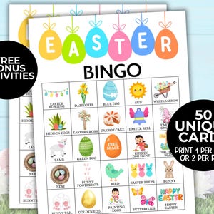 50 Easter Bingo Cards, Easter Bingo Game, Easter Activity for Kids ...