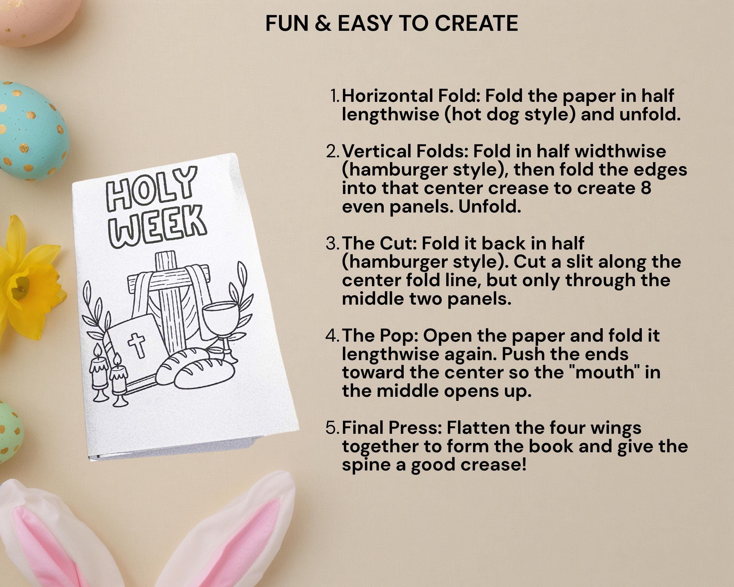 Holy Week Mini Coloring Book Printable Easter Story Craft for Kids ...