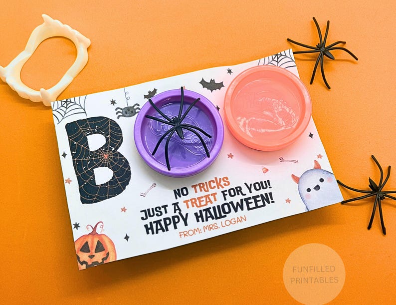 Halloween Play Dough Printable Holder, Halloween Play Doh Favors Gift ...