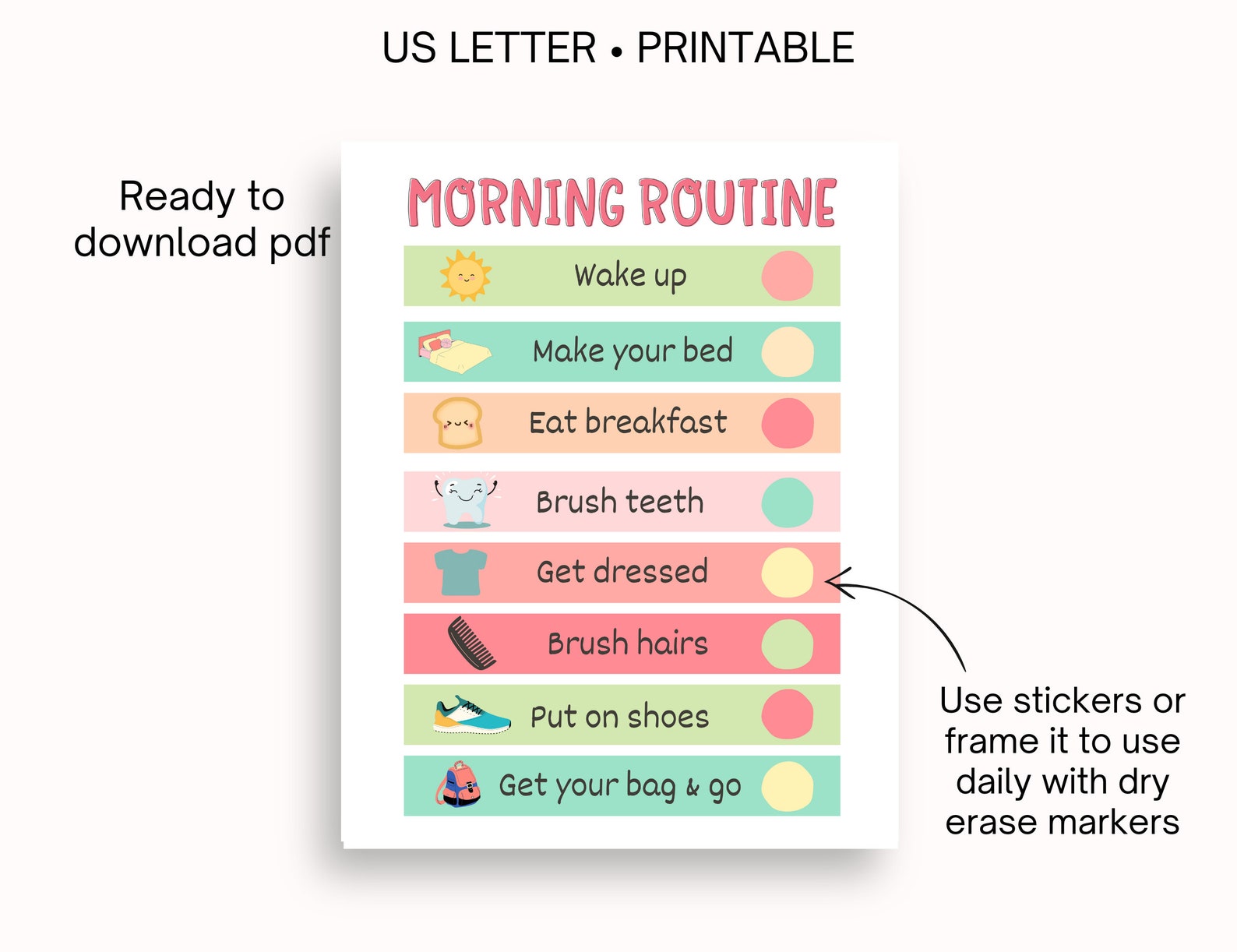 Morning Routine for Kids, Printable School Routine Chart for Kids, Get ...