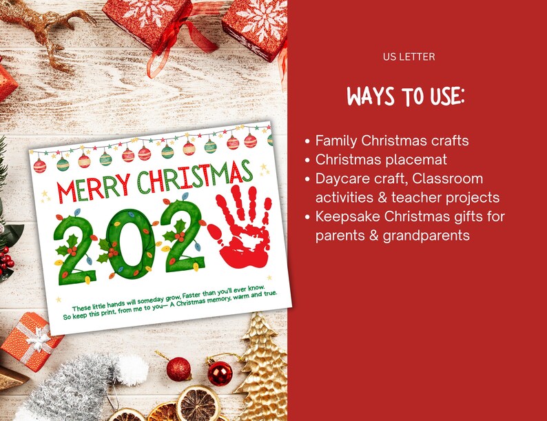2025 Christmas Handprint Art Poem Printable, Christmas Keepsake, DIY ...