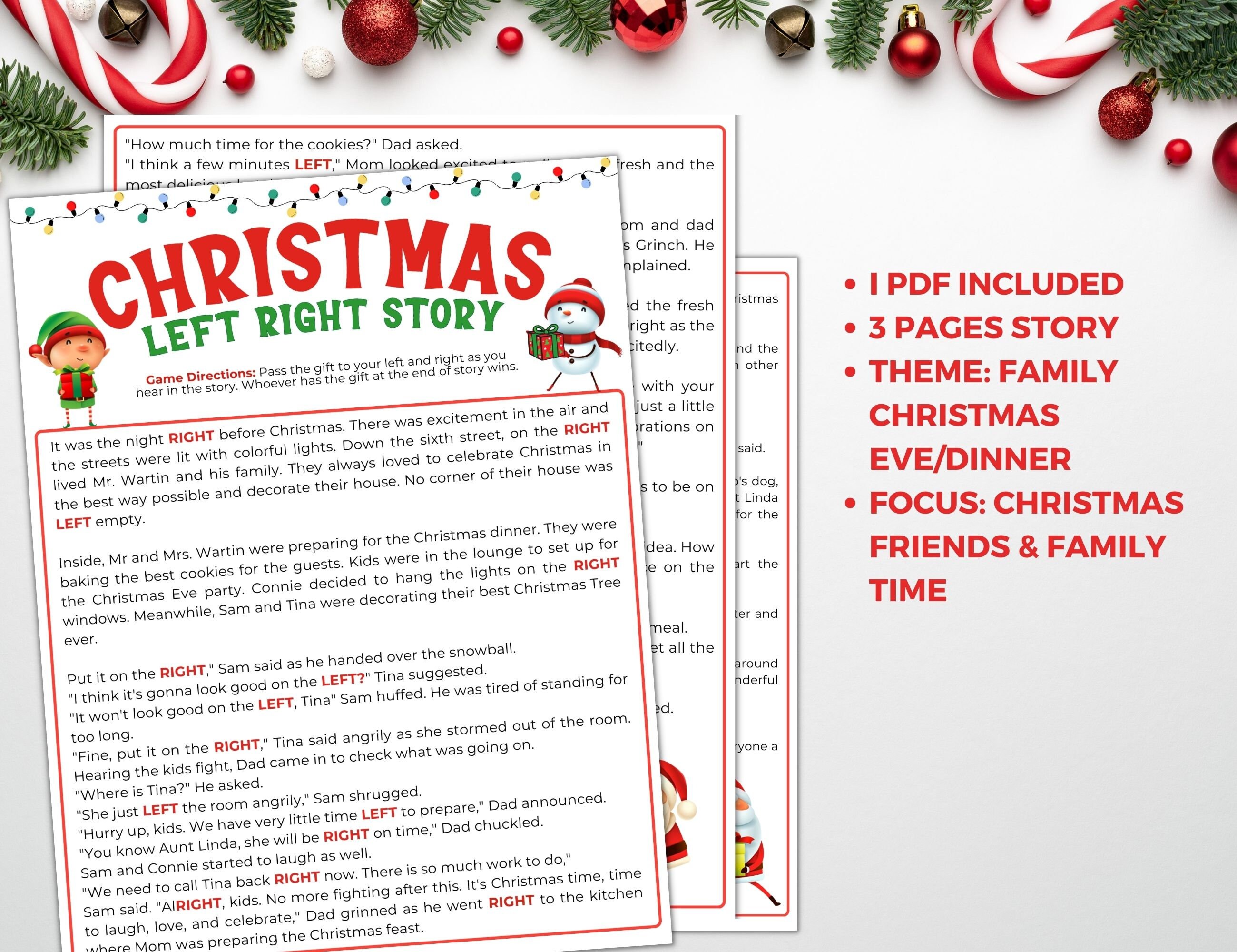 Christmas Left Right Game, Pass the Gift Right Left Christmas Game ...
