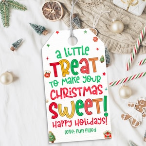 Christmas Treat Tags, Sweet Treat Christmas Favors Tags, Treat Bag Tags ...