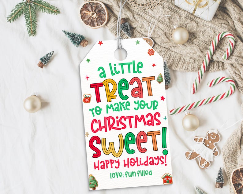 Christmas Treat Tags, Sweet Treat Christmas Favors Tags, Treat Bag Tags ...