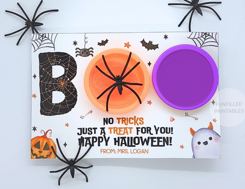 Halloween Play Dough Printable Holder, Halloween Play Doh Favors Gift ...