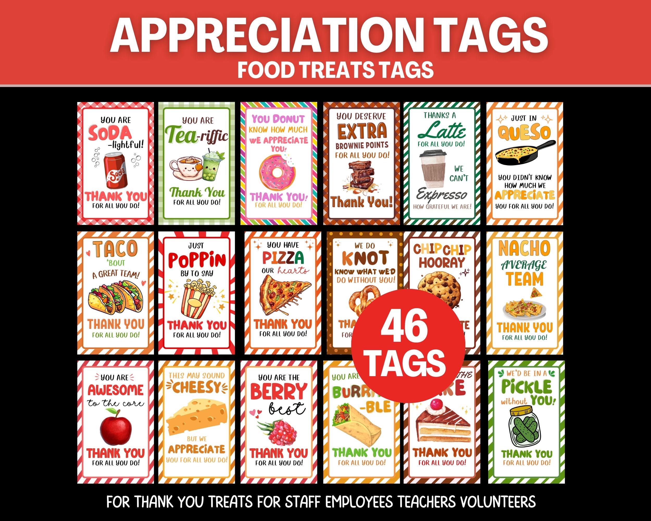Food Pun Appreciation Tags Bundle, Teacher Appreciation, Employee Thank ...