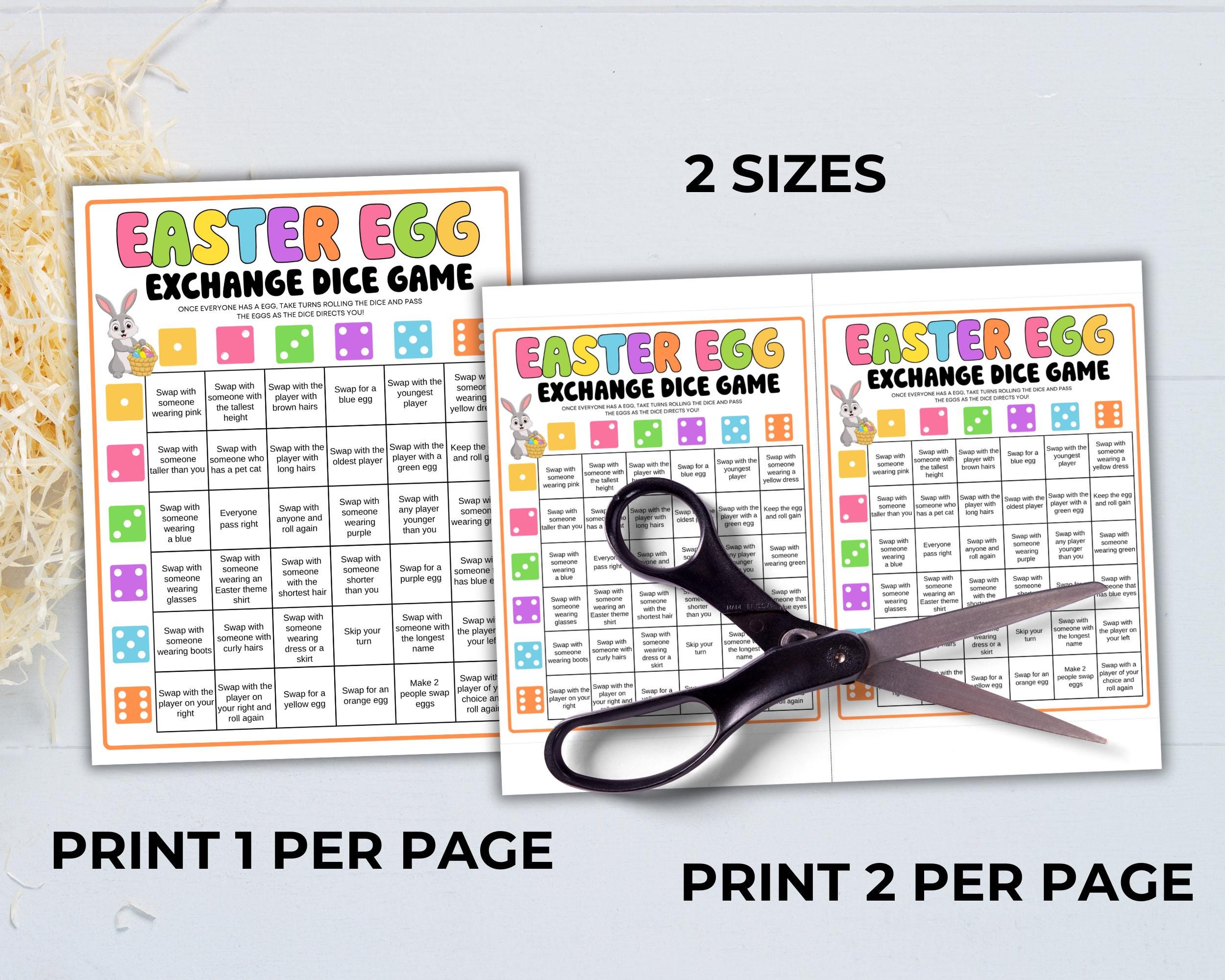 Easter Egg Exchange Dice Game Printable Easter Games for Kids Adults ...