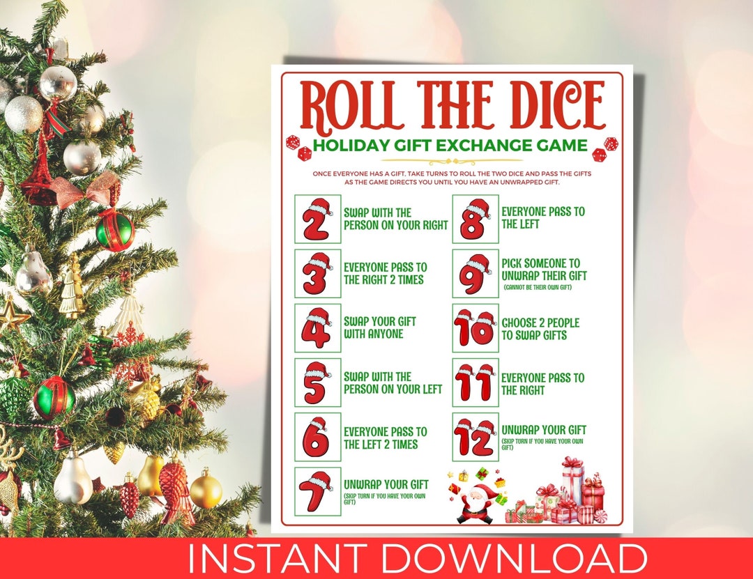 Christmas Gift Exchange Game, Roll the Dice Gift Exchange, Holiday ...