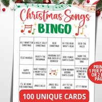 CHRISTMAS SONGS Bingo Cards (digital File) 80 Cards - Etsy Canada