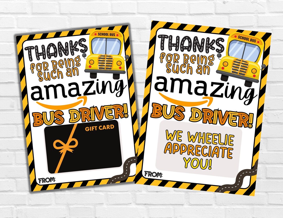Bus Driver Gift Card Holder Printable, Bus Driver Thank You Gift, Bus ...