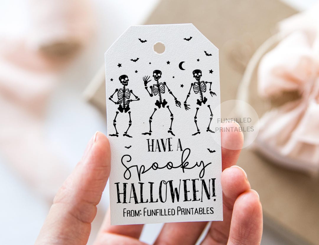 Halloween Skeleton Tag Favor Tag, Skeleton Party Favor Tag, Halloween ...