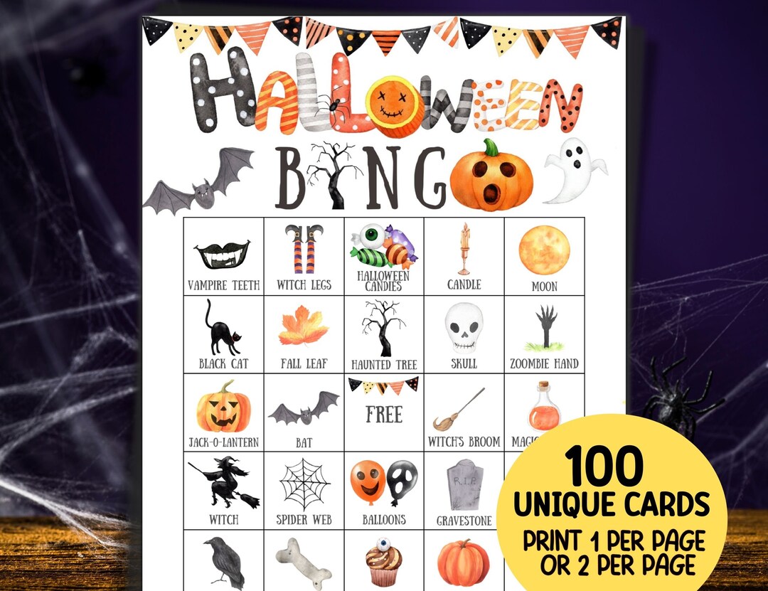 Halloween Bingo Printable, Halloween Party Games for Adults, Kids ...