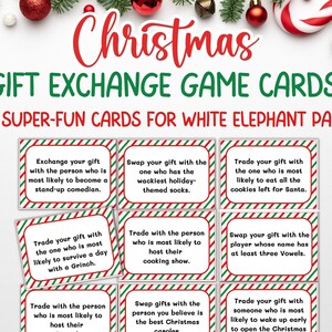 Christmas Gift Exchange Game, White Elephant Gift Exchange Cards ...