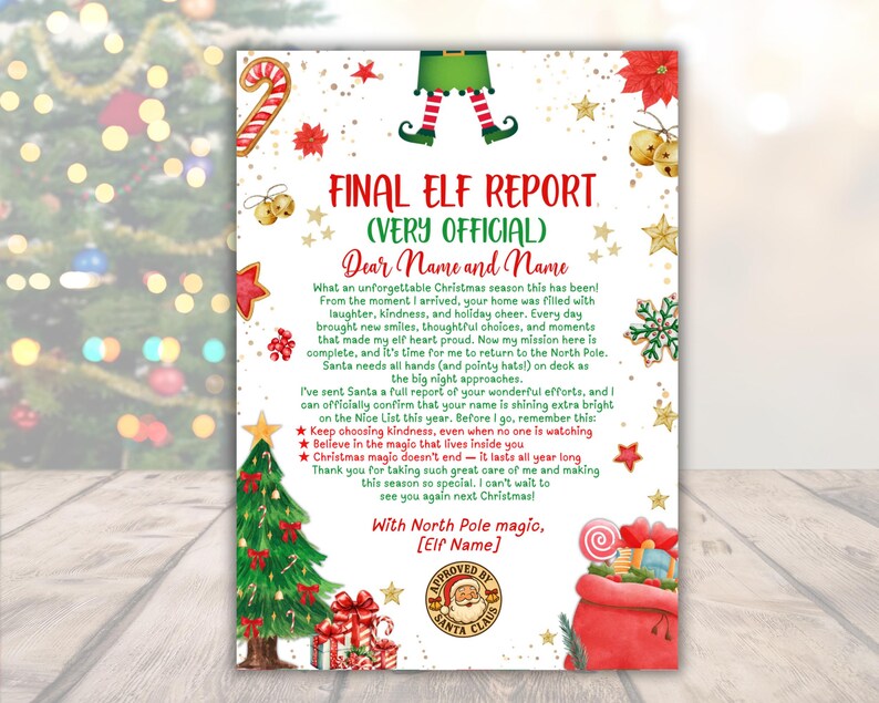 Editable Elf Goodbye Letter Nice List Report, Last Day Elf Departure ...