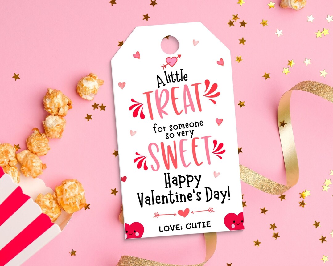 Valentine Sweet Treat Tag, Kids Valentines Treat Bags Tag, School ...
