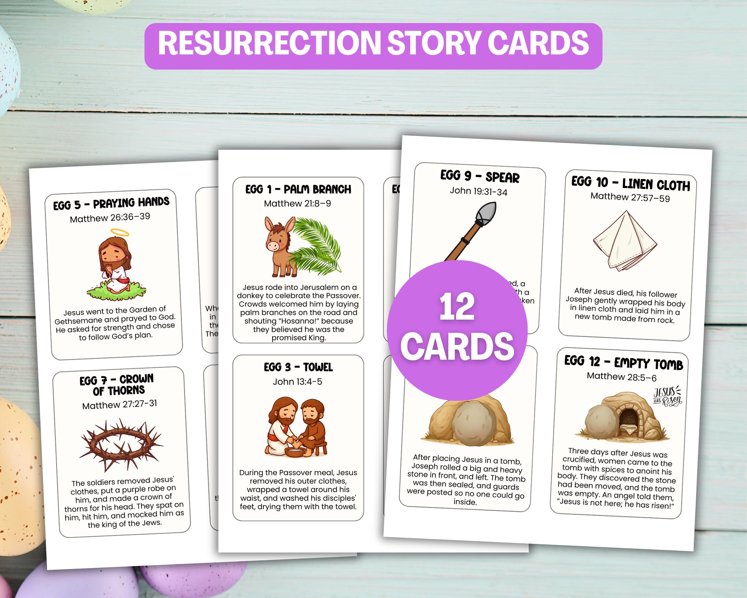 Resurrection Eggs Hunt Printable for Kids, Easter Story Eggs & Cards ...