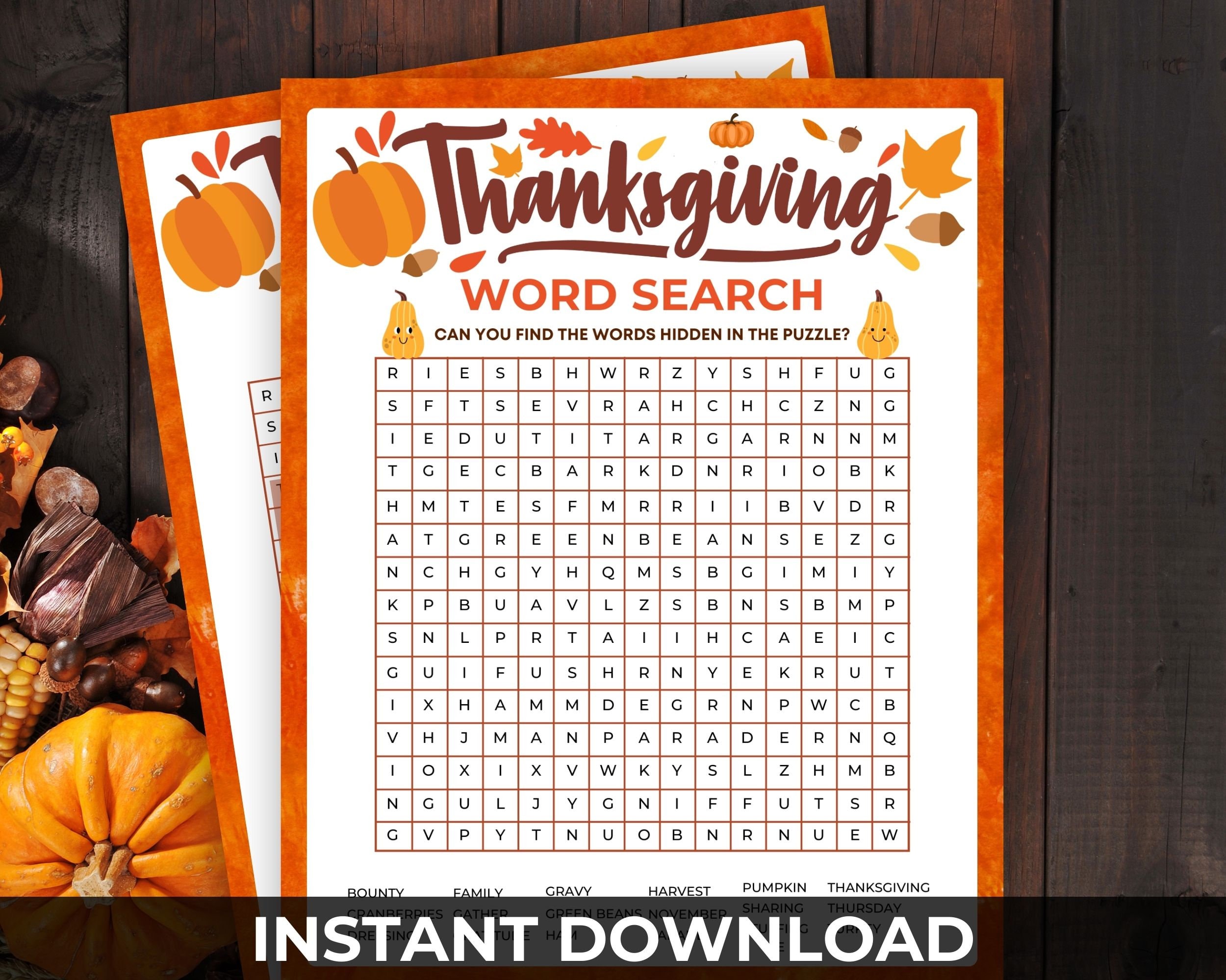 Thanksgiving Word Search Game, Fun Thanksgiving Printable Games, Class ...