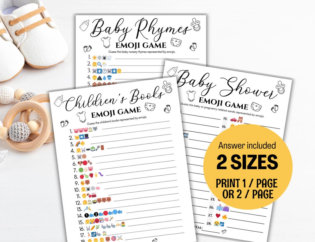 Baby Shower Emoji Pictionary Game - Baby Emoji Game, Children Book ...